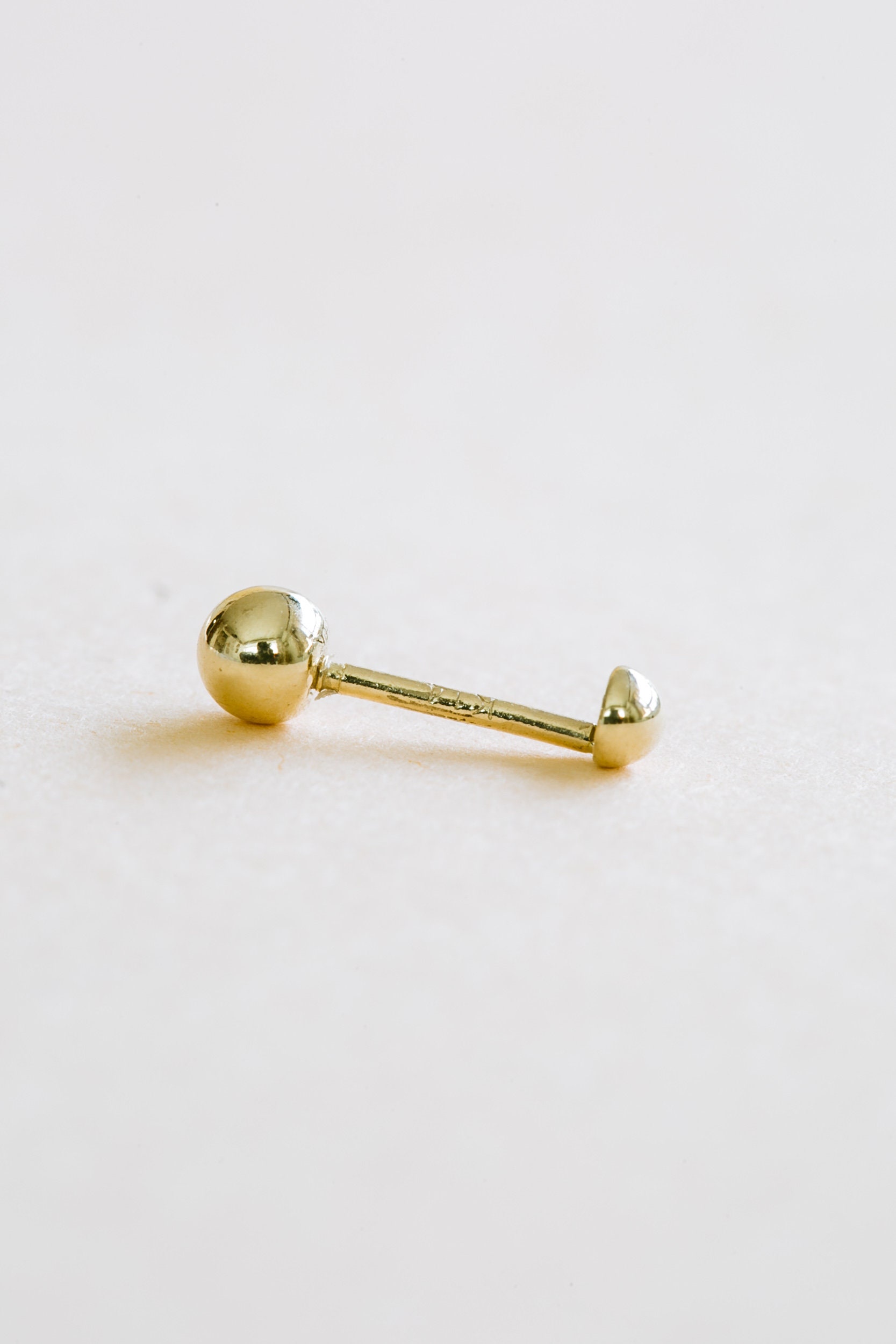 14k Solid Gold Round Ball Series Barbell Ball Ear Post Stud - Etsy
