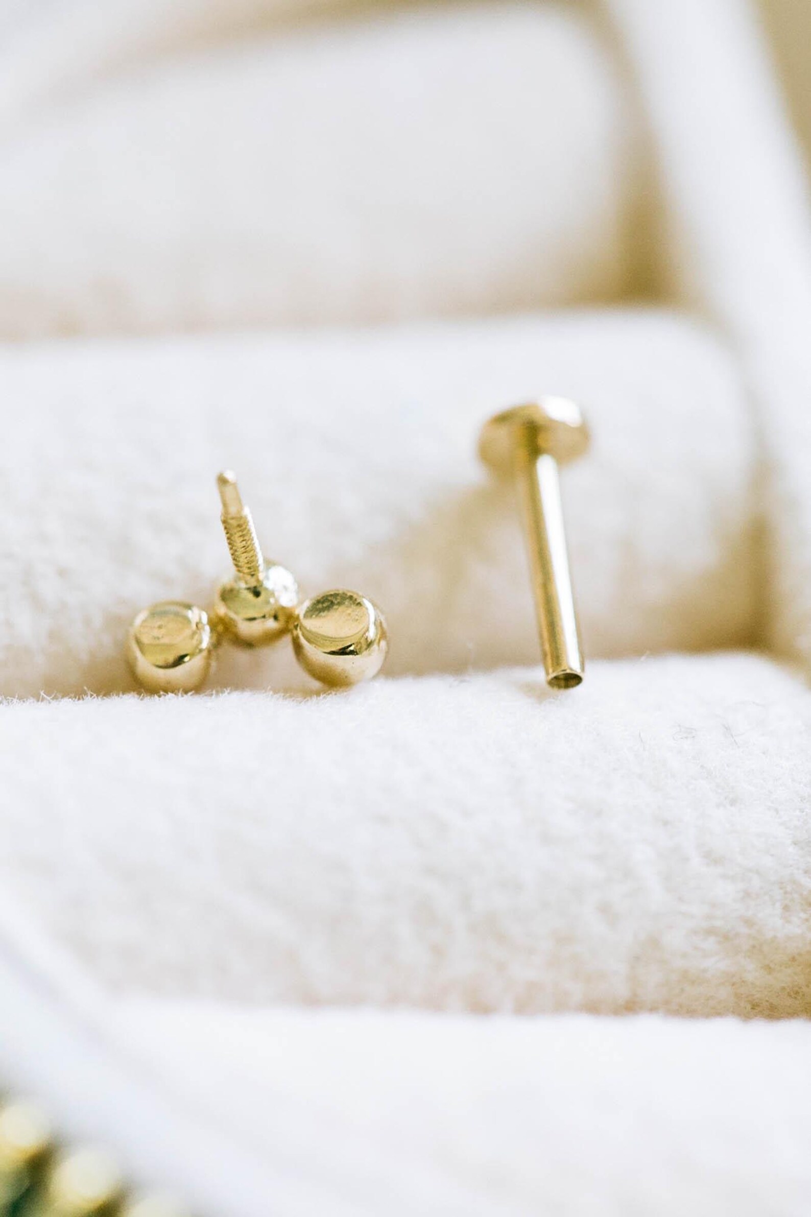 14K Solid Gold Cartilage Tragus Helix Inner Conch Nose Ball Post Flat ...