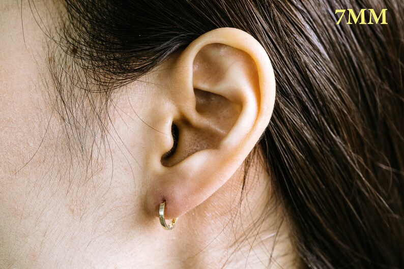 14K Real White Rose Gold Jewelry Open Round Circle Ear Conch | Etsy