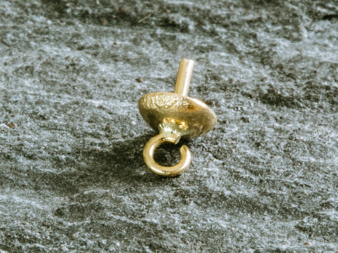 1pcs 14K Real Solid Gold Made Round Circle Jewelry Drilled Pearl ...