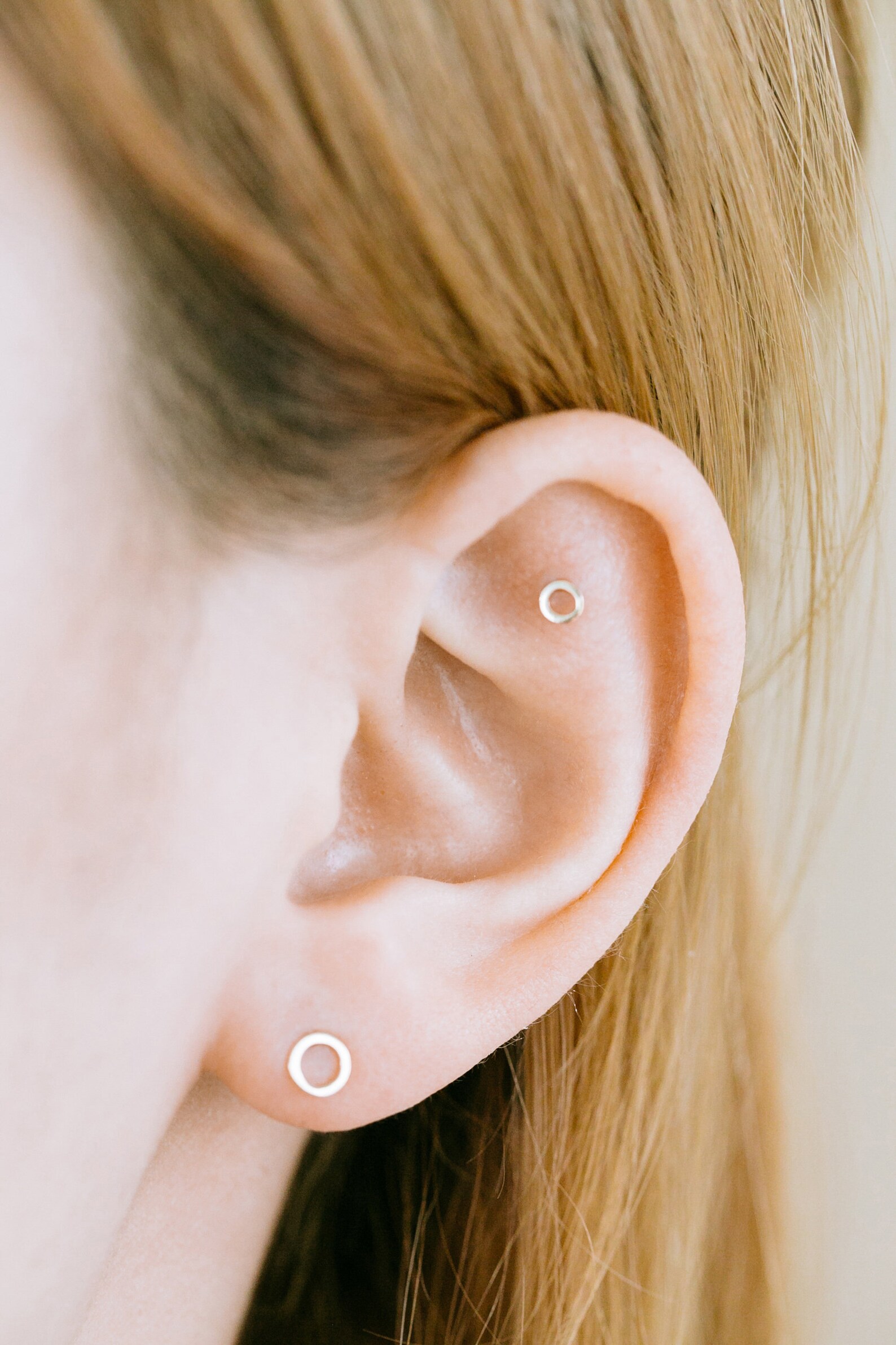 14k Solid Gold Open Round Barbell Ball Ear Post Stud Earring - Etsy