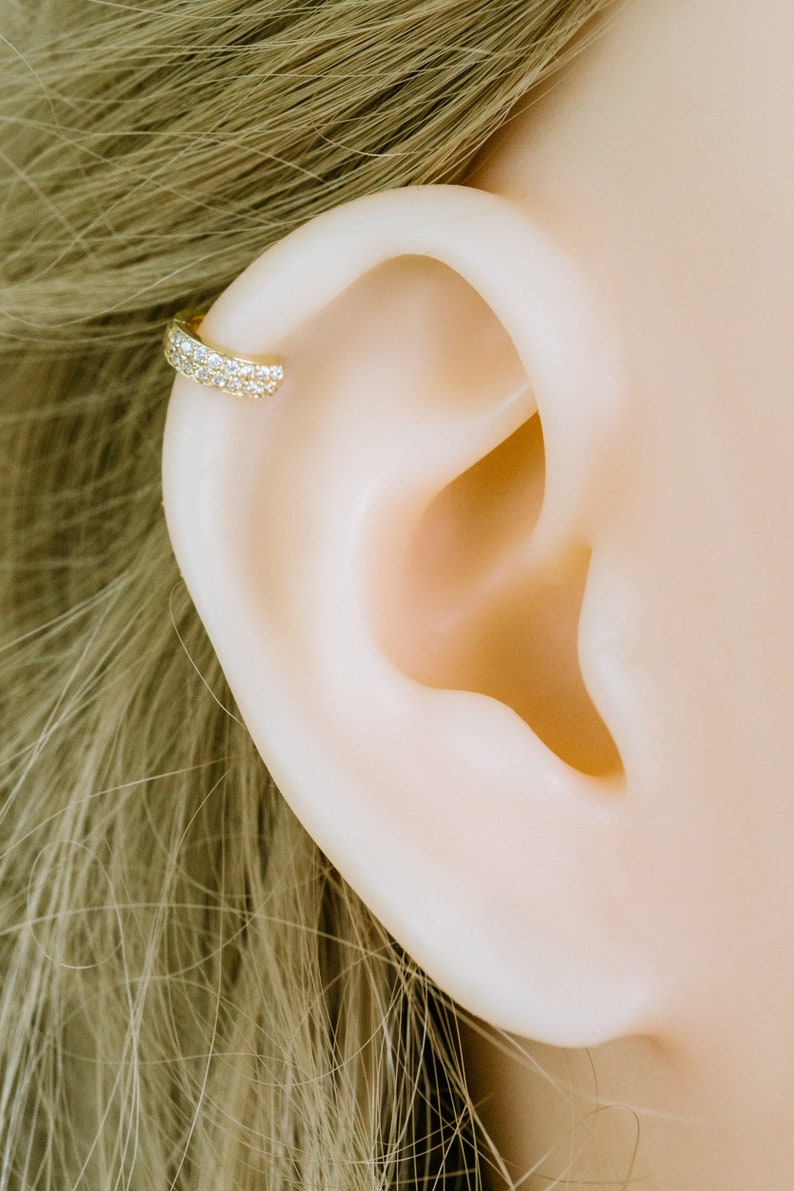 14K Solid Gold Jewelry Cz Open Round Circle Tragus Cartilage | Etsy