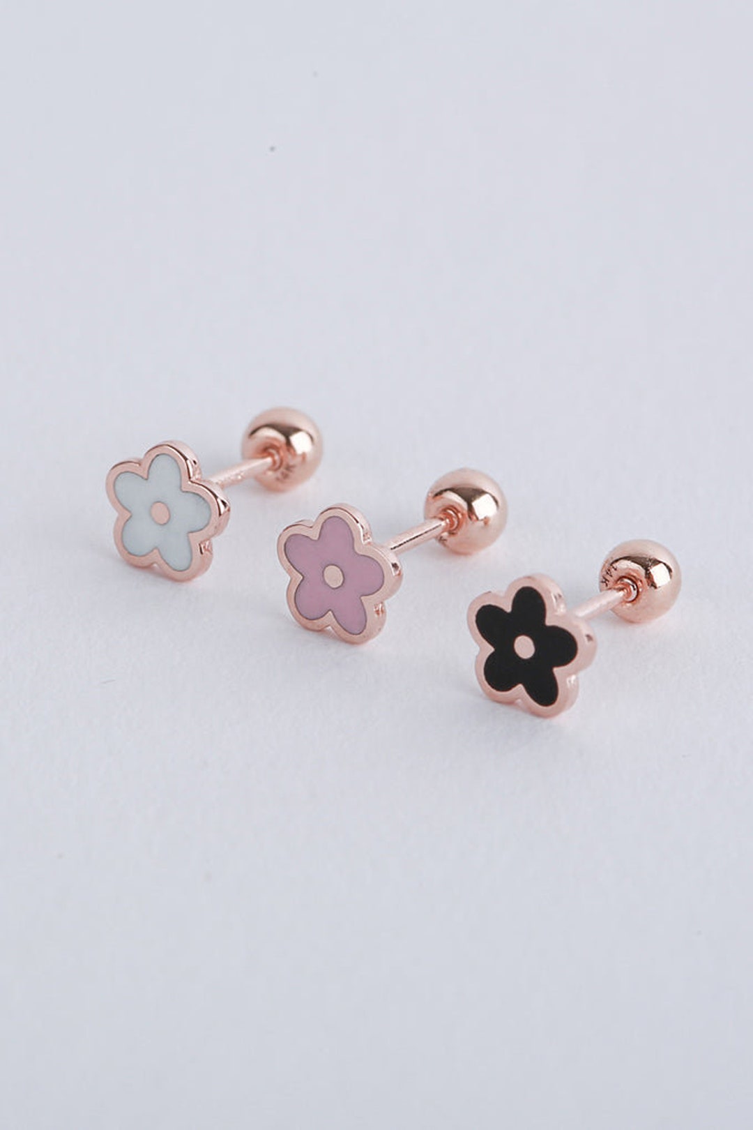 14K Real Solid Gold Daisy Flower Forward Helix Cartilage Tragus Inner ...