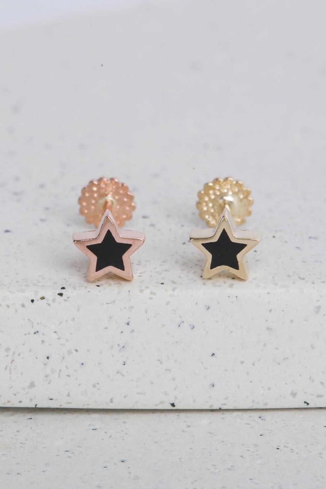 14k Real Gold Black Star Tragus Cartilage Inner Conch Forward Helix Ear ...