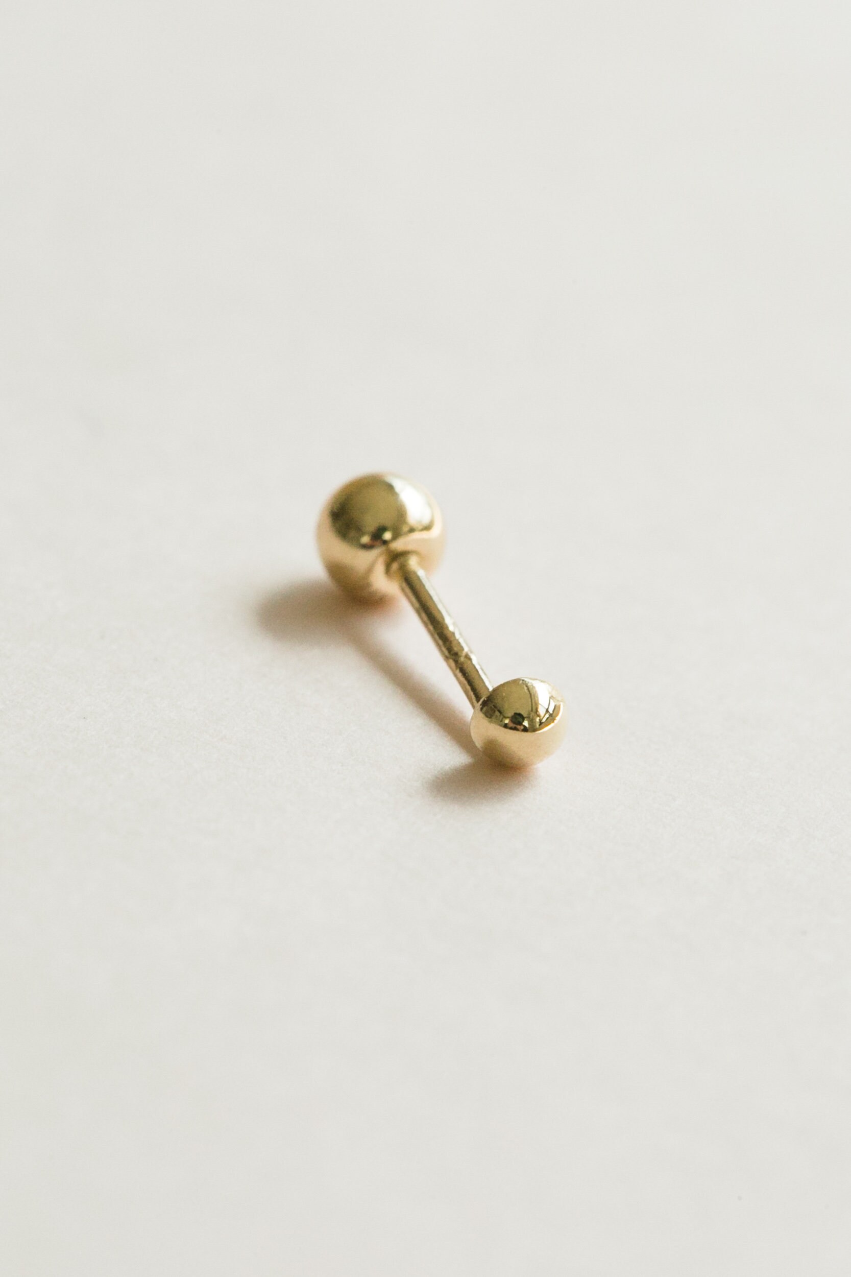 14k Solid Gold Round Ball Series Barbell Ball Ear Post Stud - Etsy
