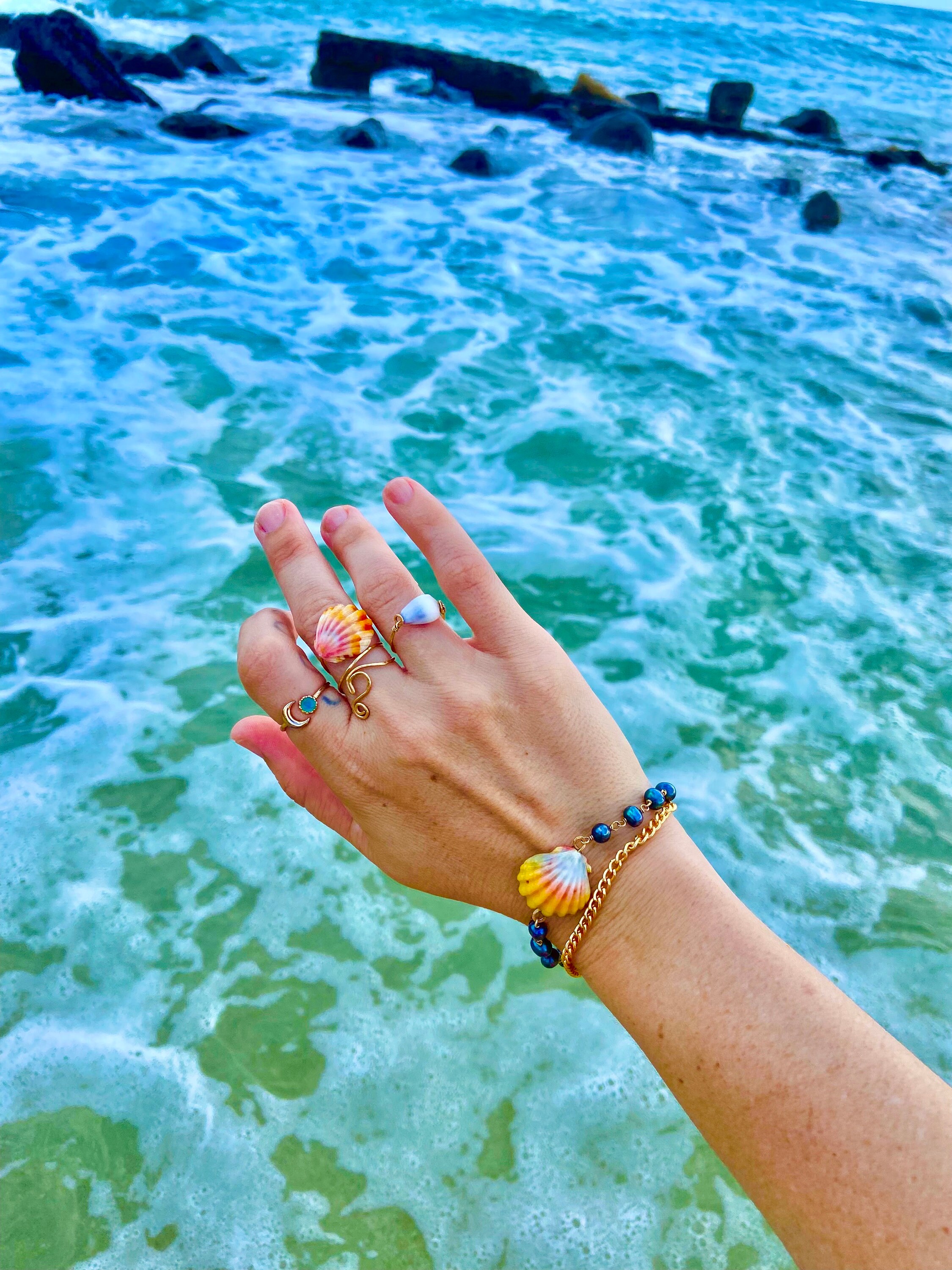 Sunrise Shell Wave Ring Adjustable Sunrise Shell Ring - Etsy