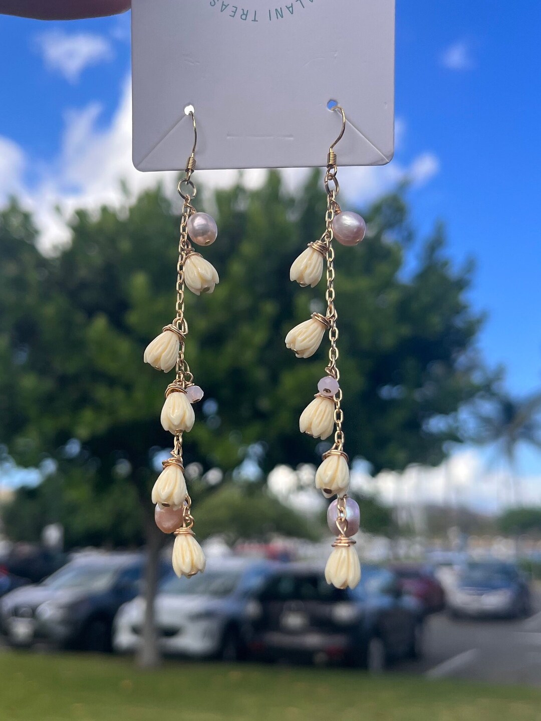 Pikake Wailele Pearl Earrings Waterfall Earrings Flower Droplet ...