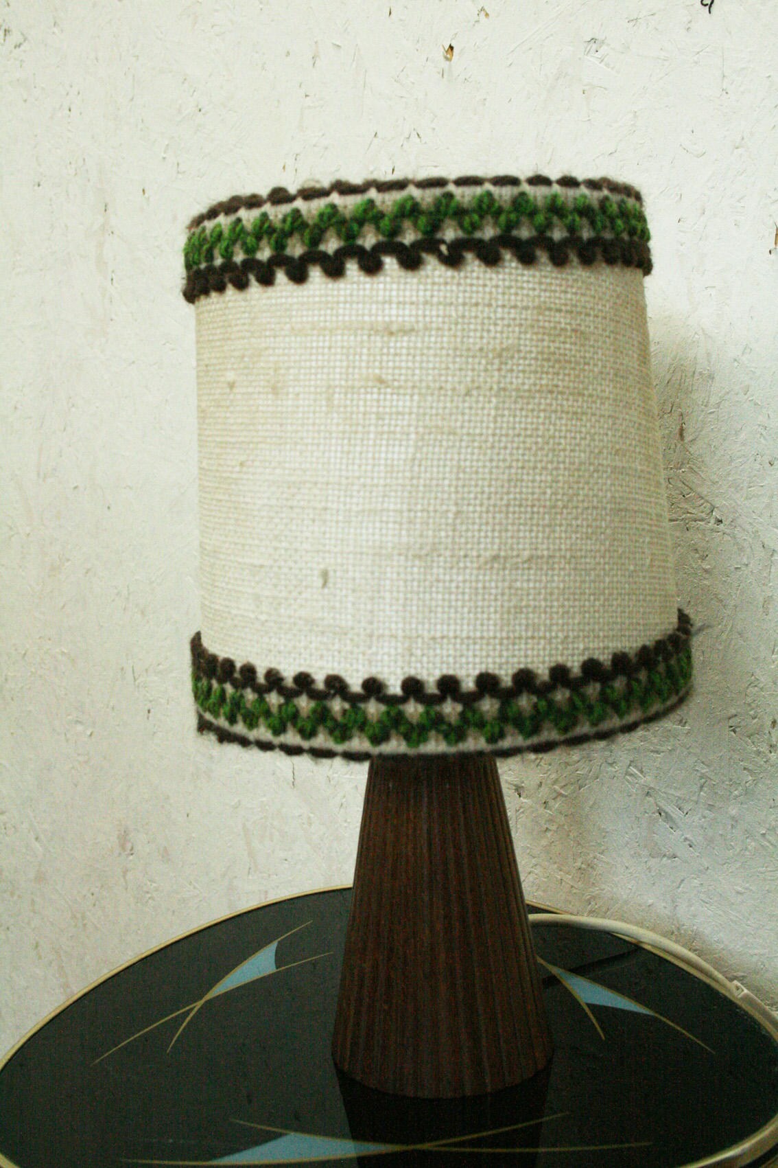 Vintage teak based 60s table lamp