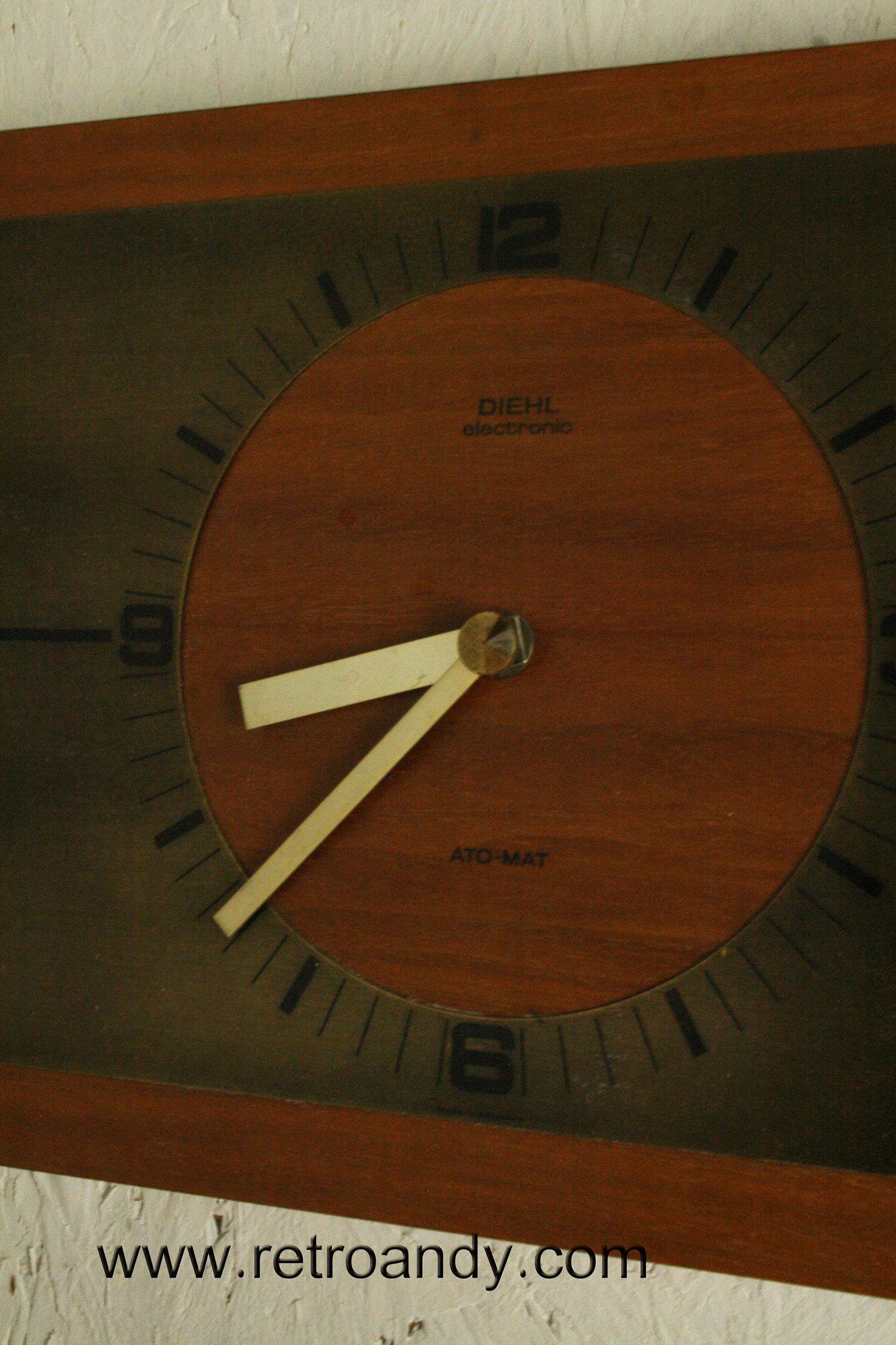 Vintage Diehl ato mat teak vernier wall clock