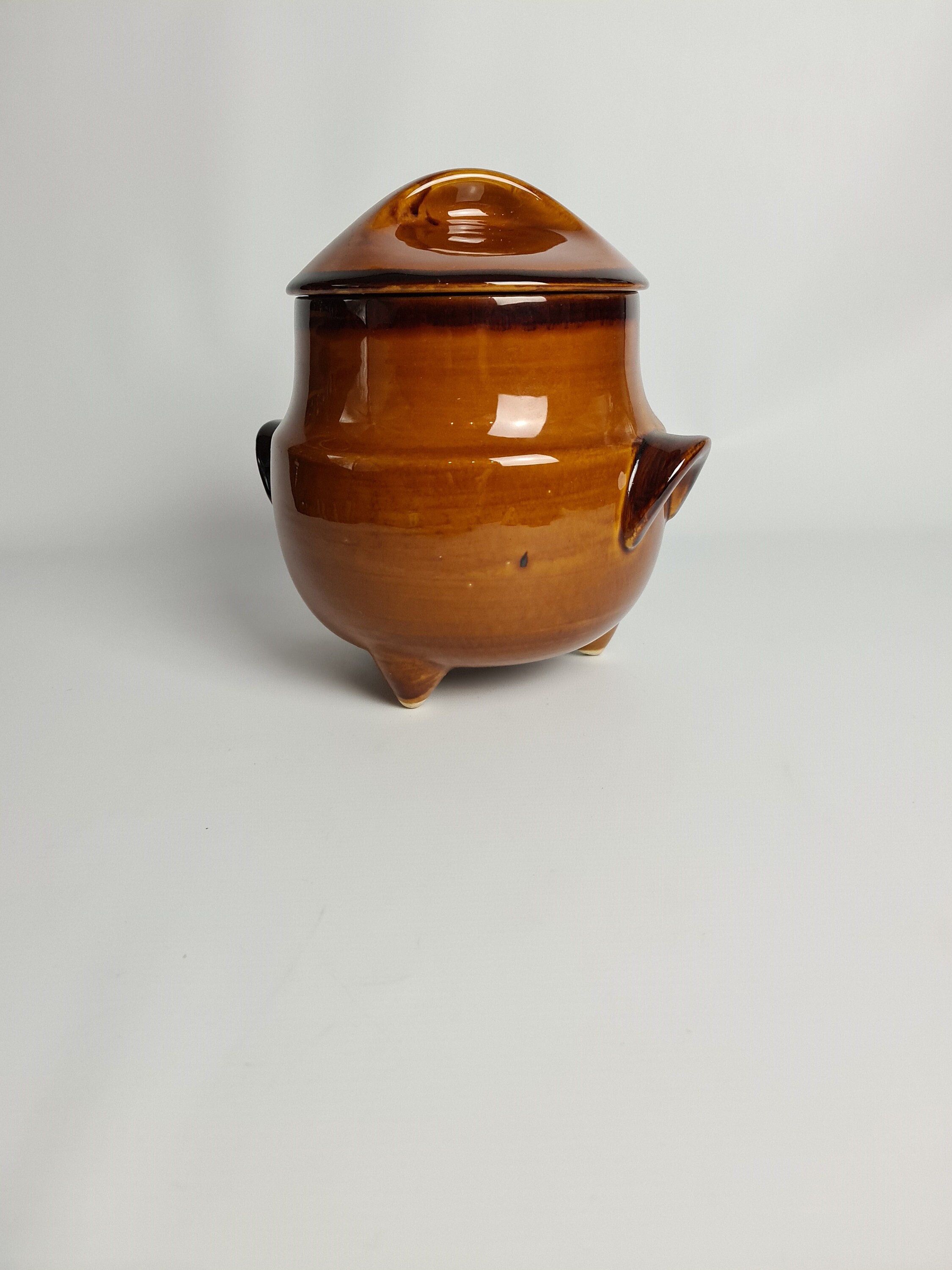Vintage French pottery cauldron by St Clement ,Provencal Cognac