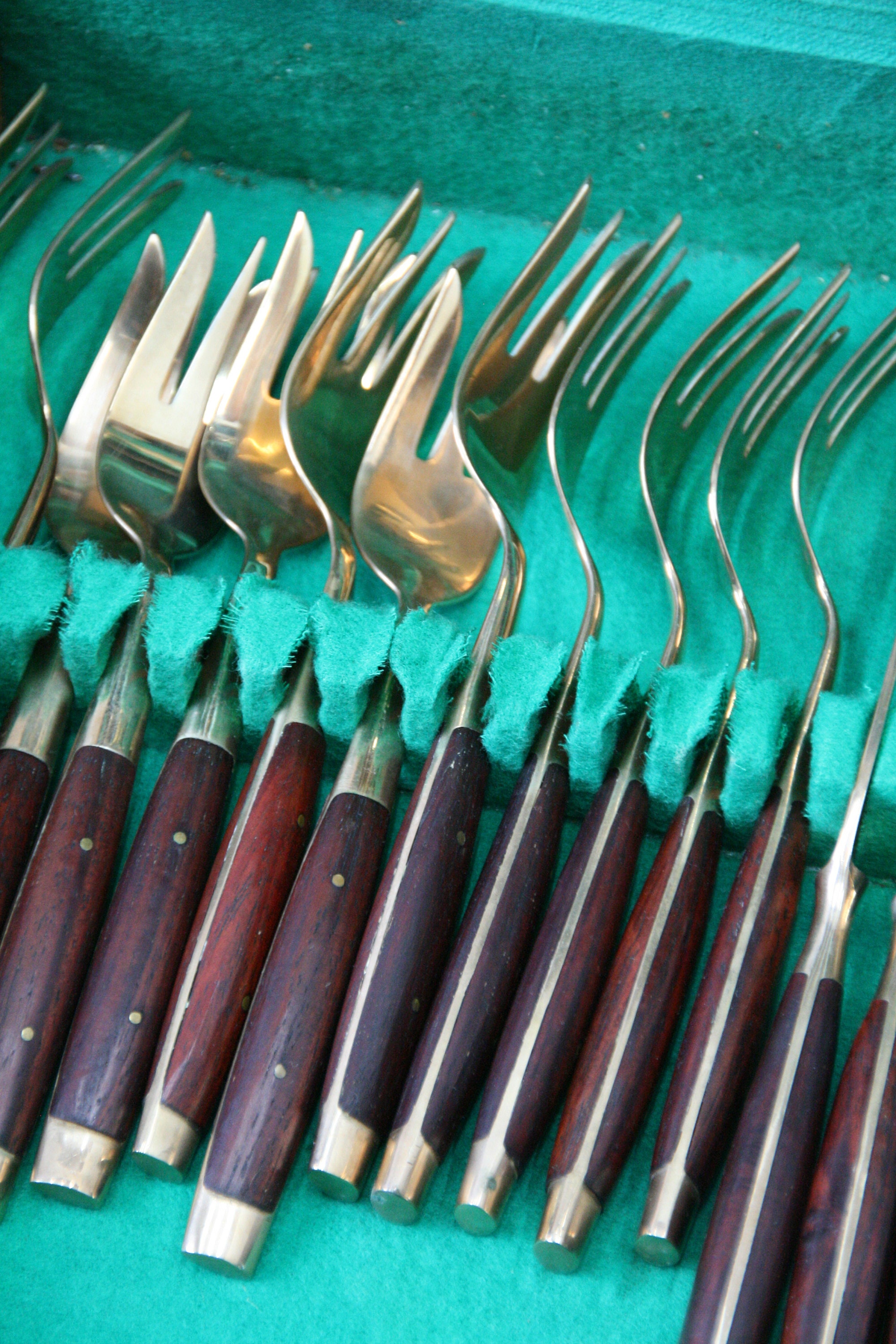 Mid century teak handled cutlery set