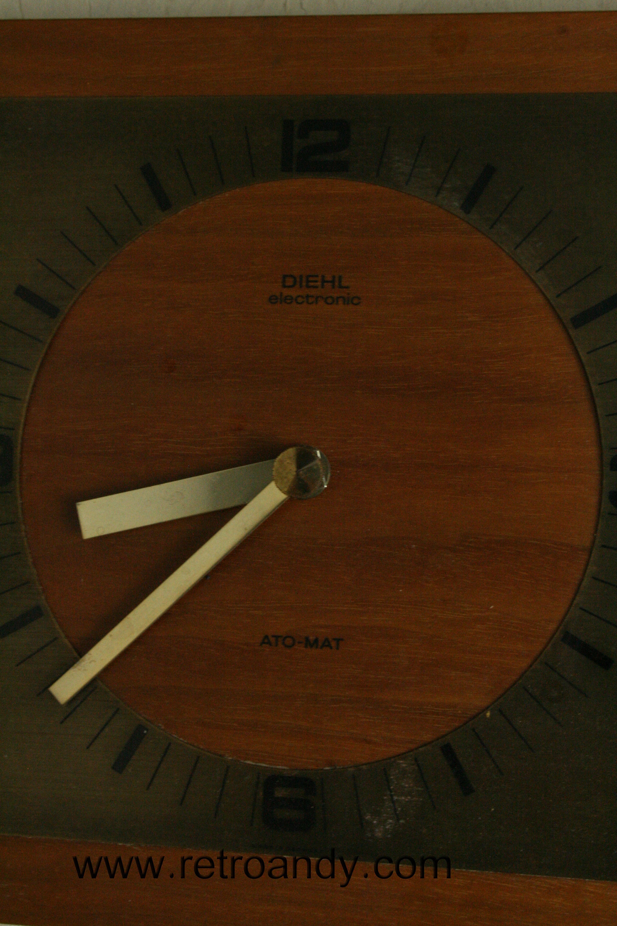 Vintage Diehl ato mat teak vernier wall clock
