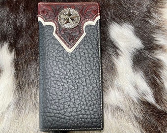 Western Cowboy Wallet Genuine Leather Bi-fold Long Wallet for | Etsy