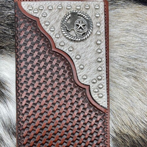 Western Cowboy Wallet Genuine Leather Bi-fold Long Wallet for | Etsy
