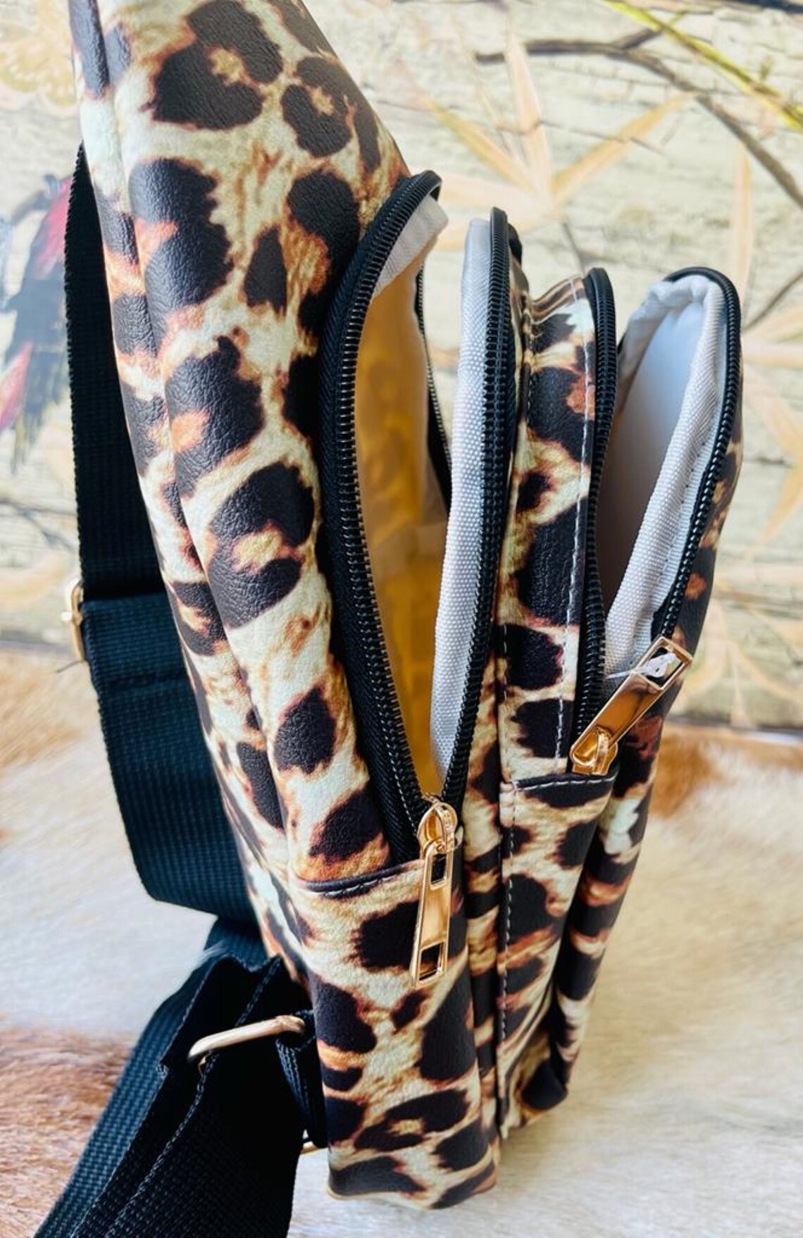Leopard Print Double Zipper Sling Bag - Etsy