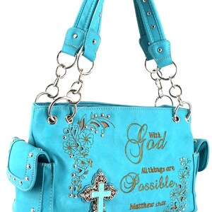 Western Style Cross Bible Verse 19:26 Concealed Carry Handbag Wallet ...