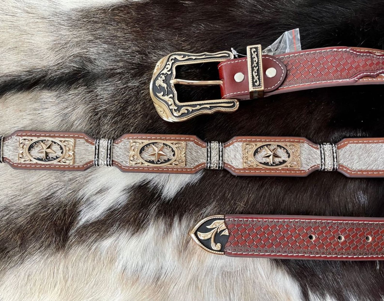 Western Cowboy Genuine Leather Design Star Concho Belt. - Etsy