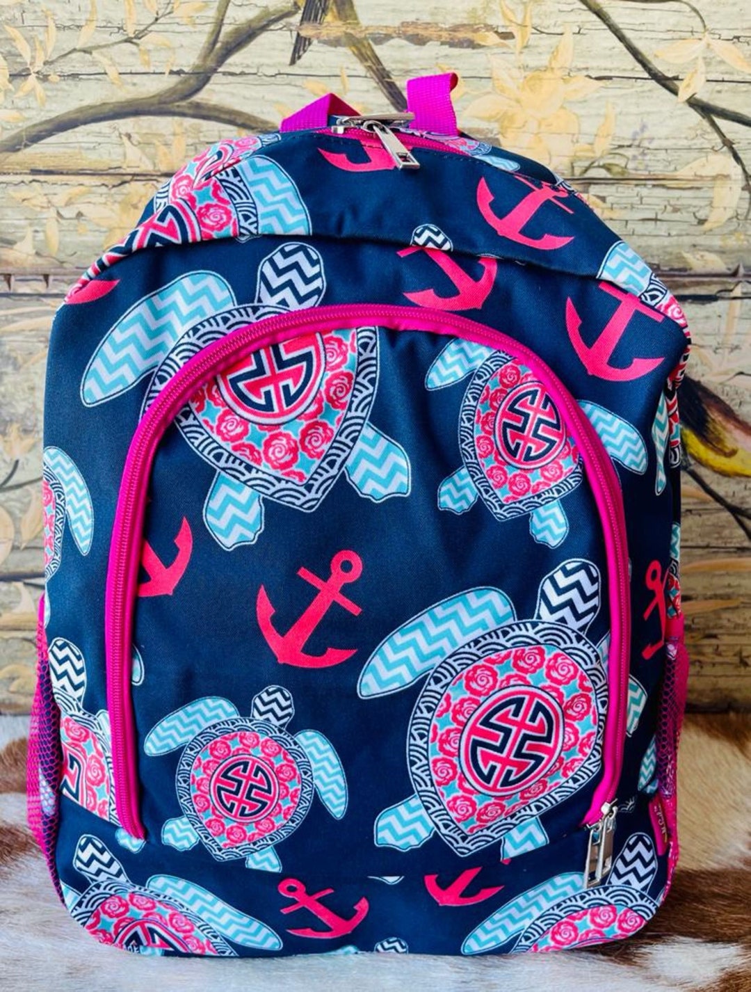Turtle and Anchor Print Large School Backpack - Etsy