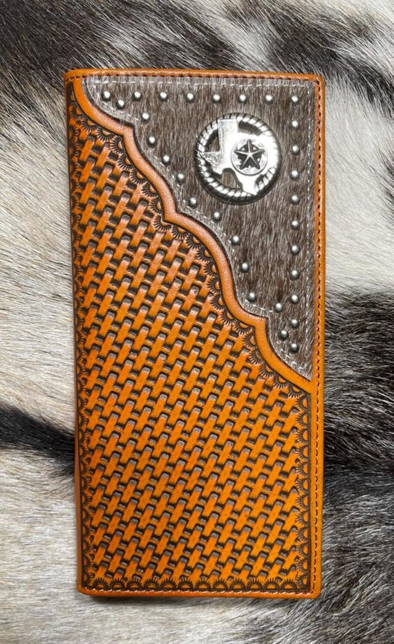 Western Cowboy Wallet Genuine Leather Bi-fold Long Wallet for - Etsy