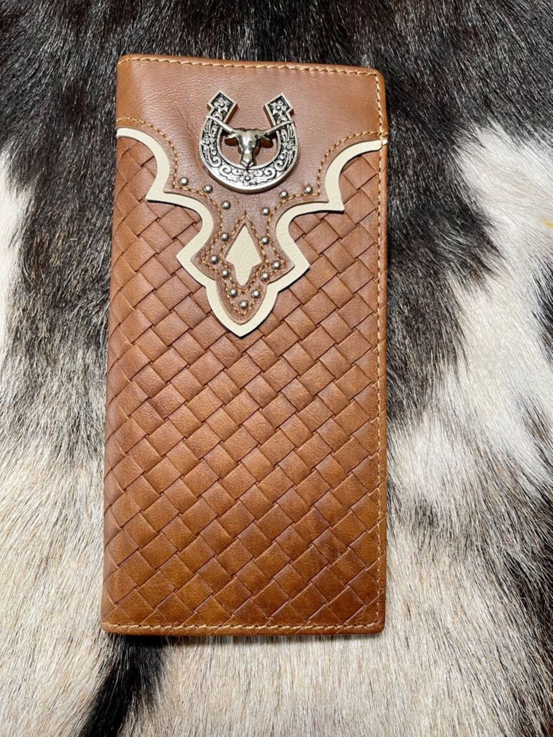 Western Cowboy Wallet Genuine Leather Bi-fold Long Wallet for Men Long ...