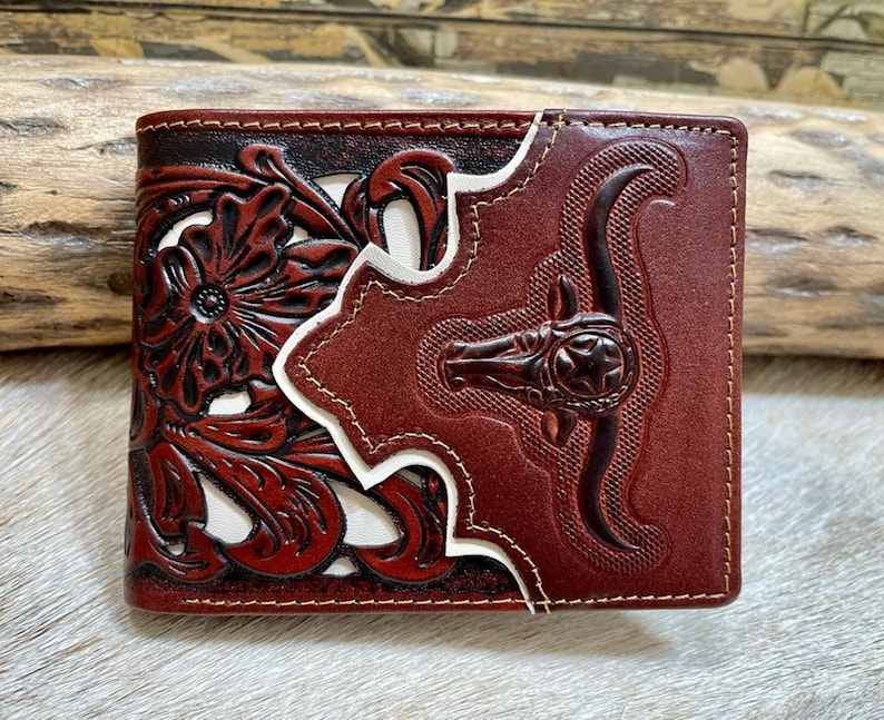 Western Cowboy Wallet Genuine Leather Bi-fold Short Wallet for - Etsy