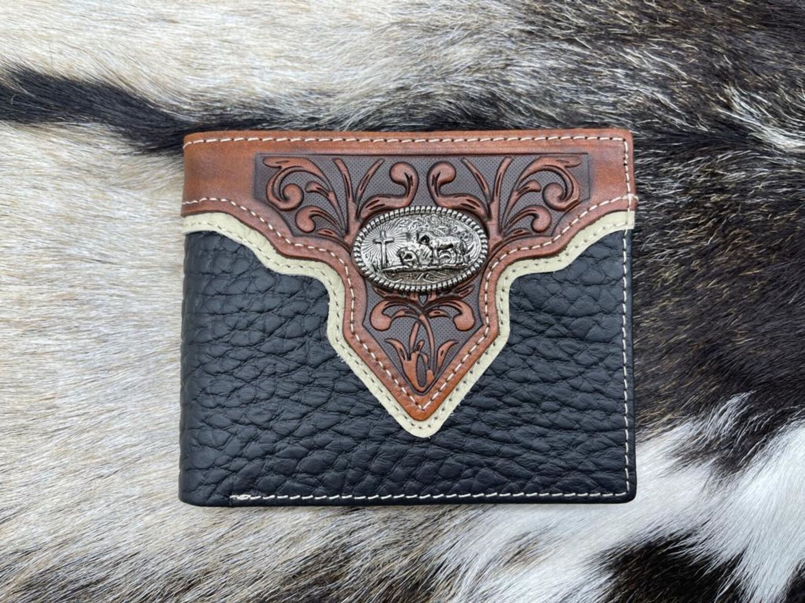 Western Praying Cowboy Wallet Genuine Leather Bi-fold Short | Etsy