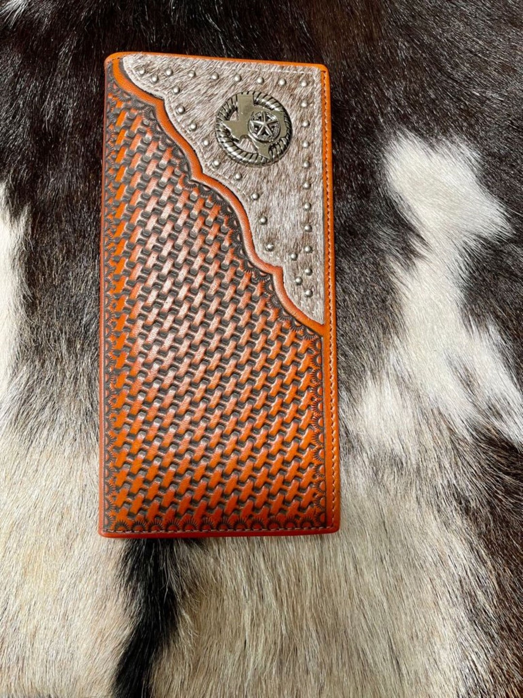 Western Cowboy Wallet Genuine Leather Bi-fold Long Wallet for Men Texas ...