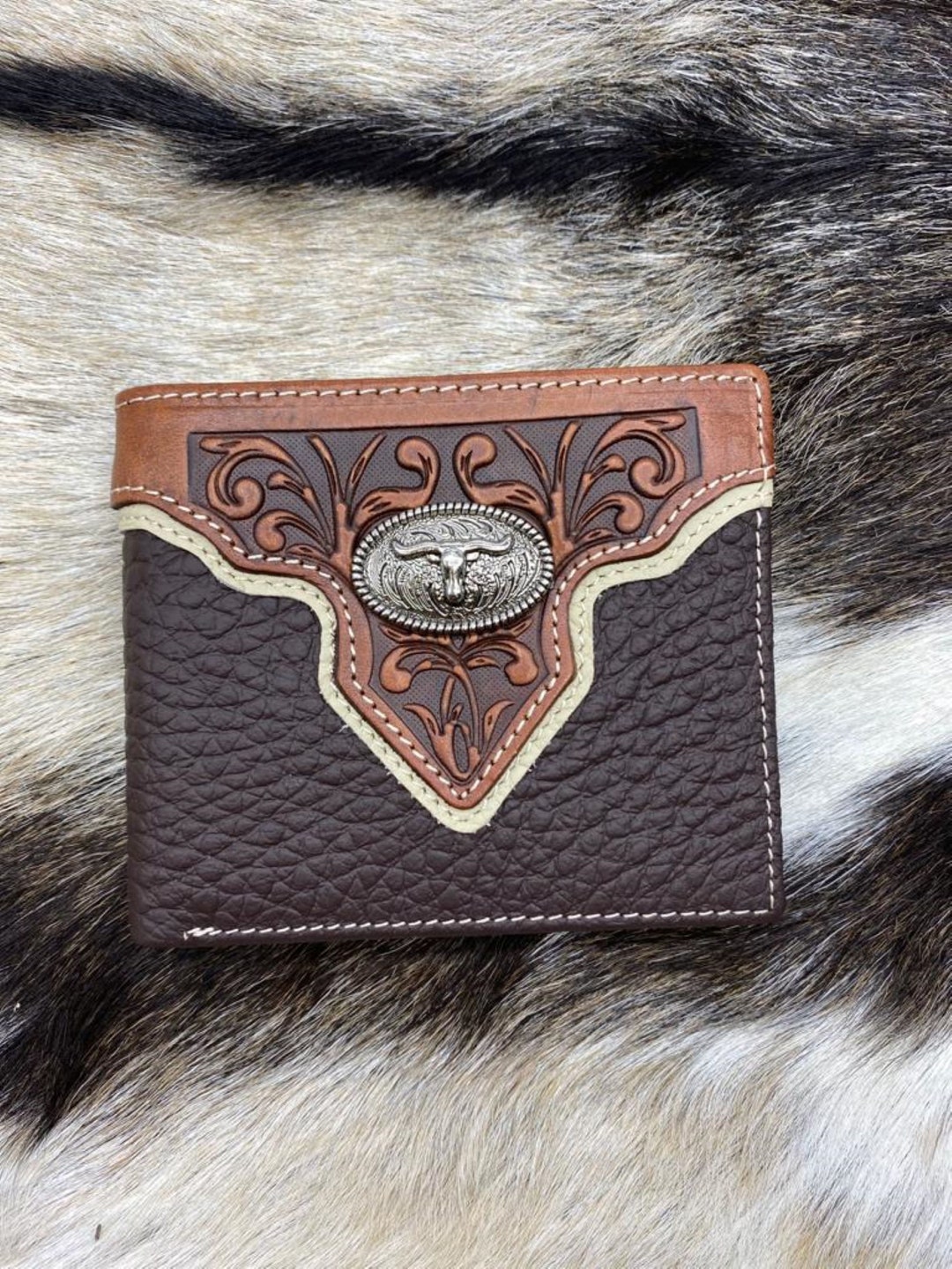 Western Cowboy Wallet Genuine Leather Bi-fold Short Wallet for Men Long ...