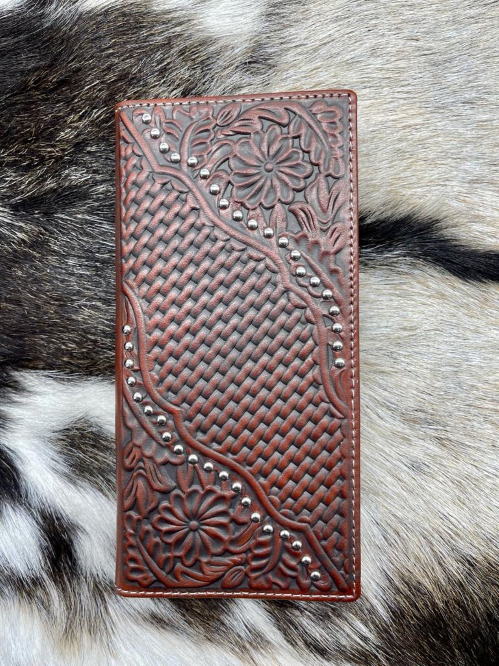 Western Cowboy Wallet Genuine Leather Bi-fold Long Wallet for | Etsy