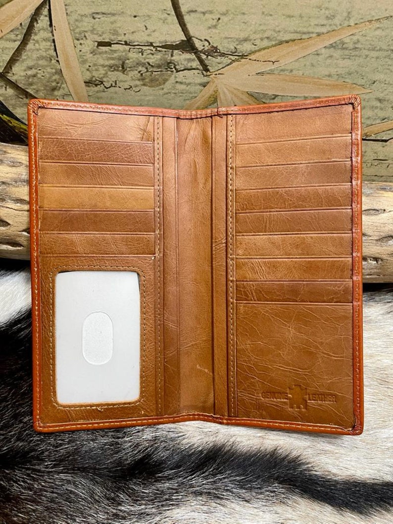 Western Cowboy Wallet Genuine Leather Bi-fold Long Wallet for - Etsy