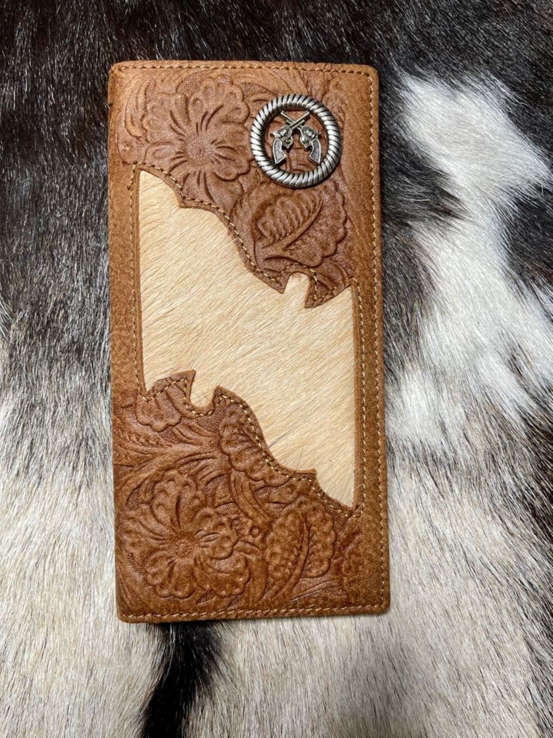Western Cowboy Wallet En cuir véritable Bi-pli Portefeuille long pour ...