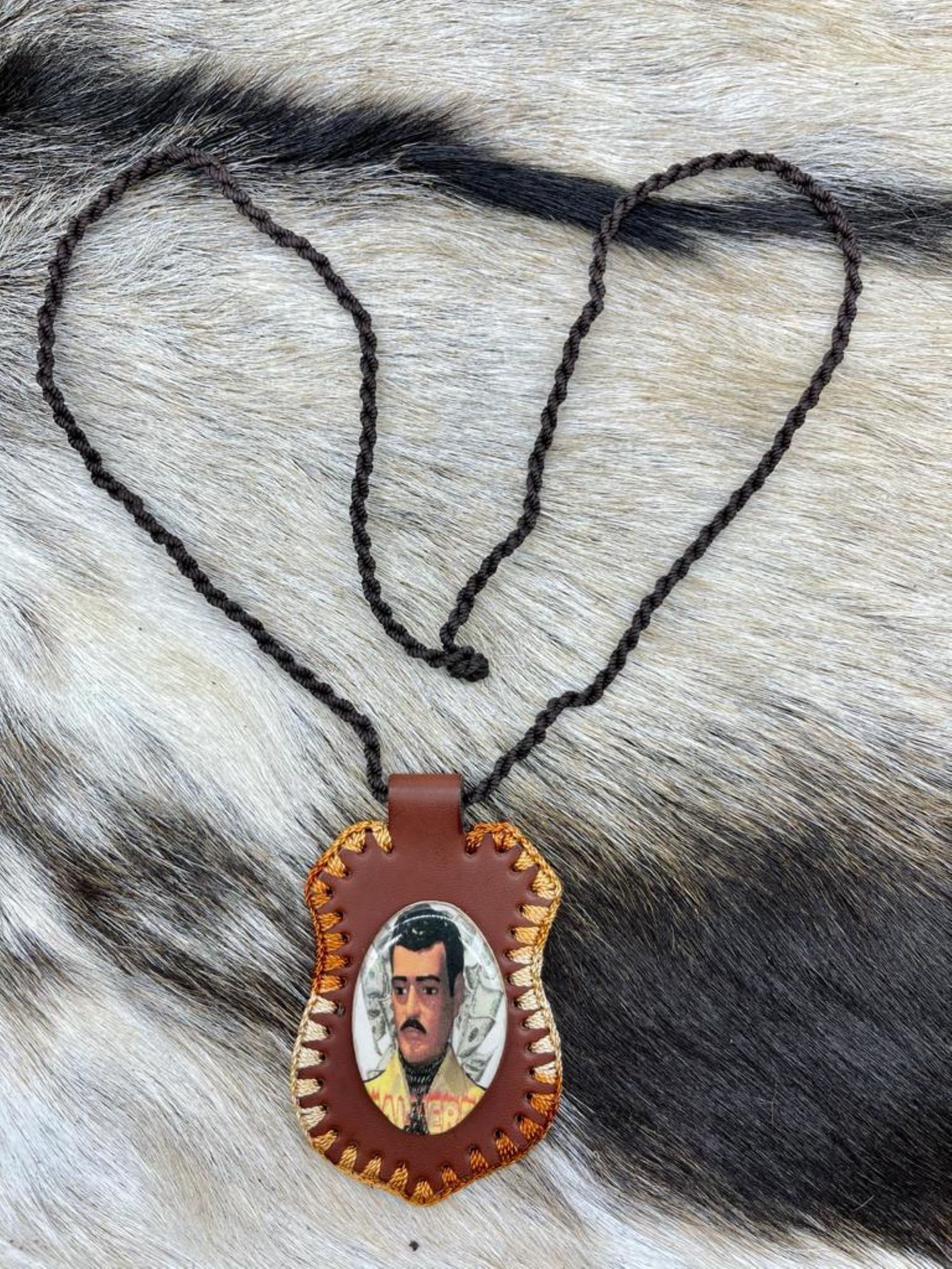 Jesus Malverde Escapulario Negro Narco Saint Pendant Charm | Etsy