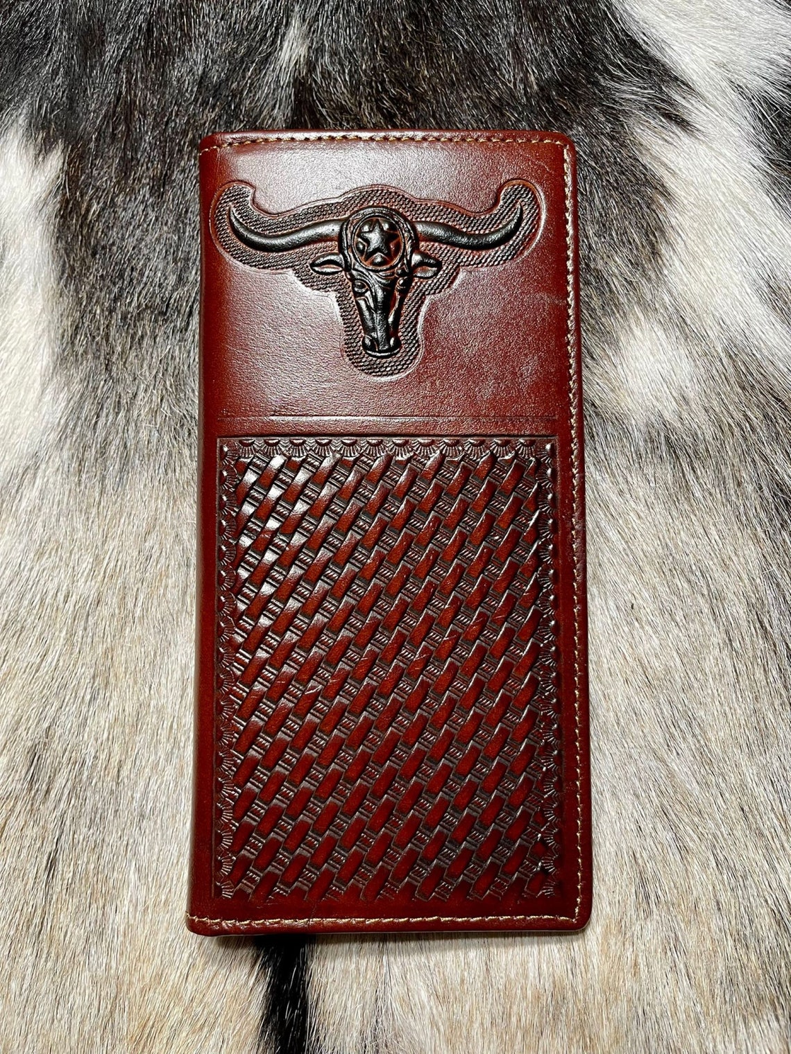 Western Cowboy Wallet Genuine Leather LONG HORN Bi-fold Long - Etsy UK