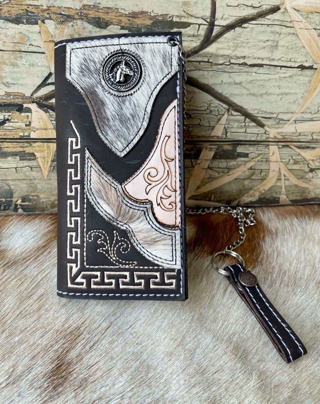 Western Cowboy Genuine Leather Horse Bi-fold Long Wallet for Men - Etsy