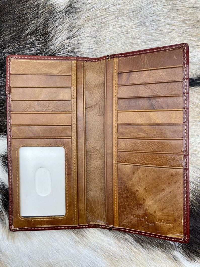 Western Cowboy Wallet Genuine Leather Bi-fold Long Wallet for | Etsy