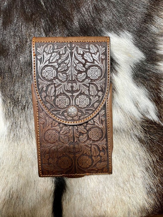 Western Cowboy Genuine Leather Design With Belt Loop Cell | Etsy