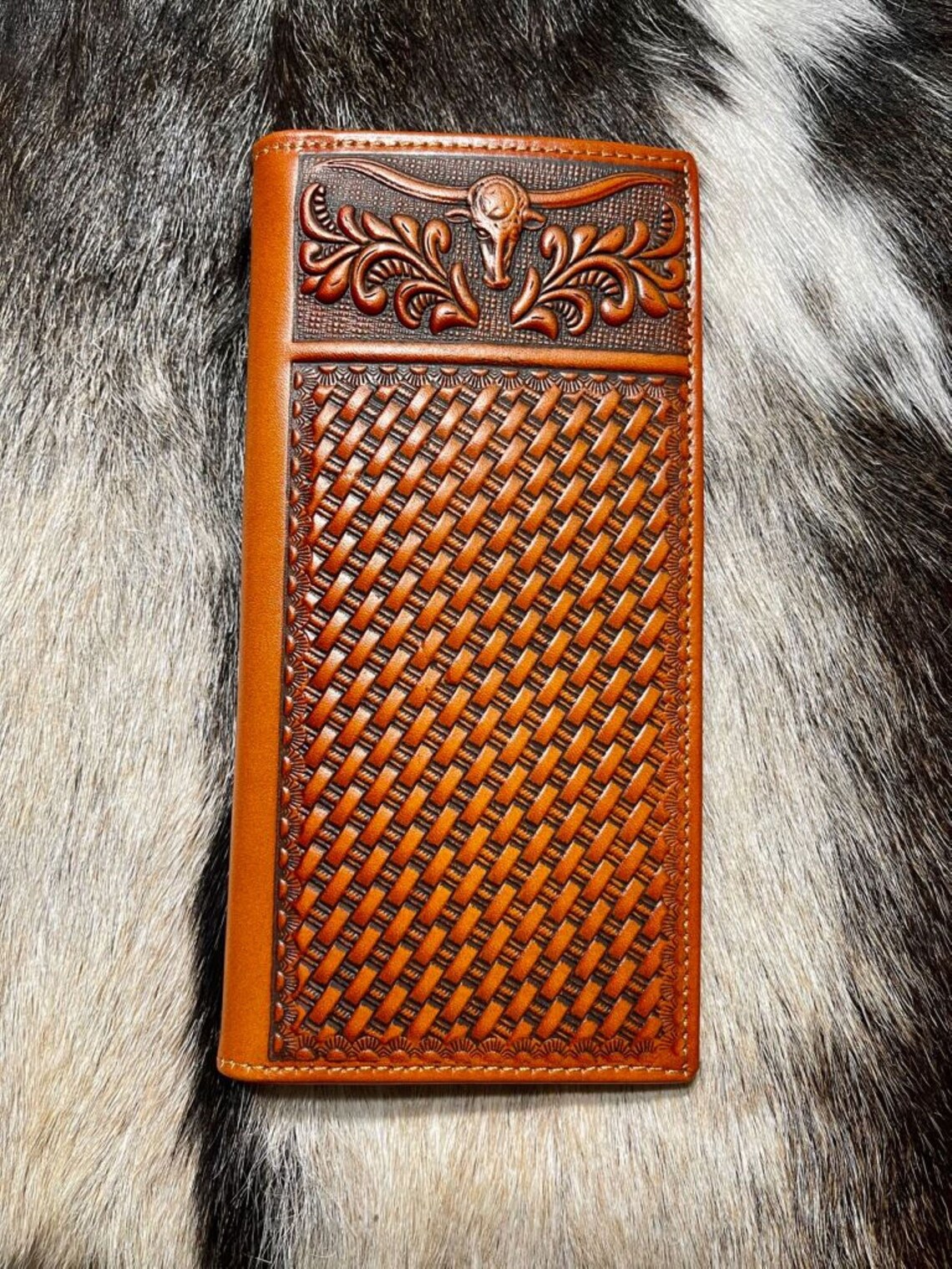 Western Cowboy Wallet Genuine Leather LONG HORN Bi-fold Long - Etsy UK