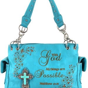 Western Style Cross Bible Verse 19:26 Concealed Carry Handbag Wallet ...
