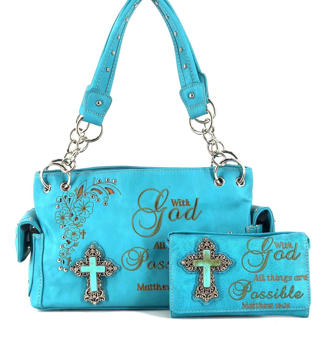 Western Style Cross Bible Verse 19:26 Concealed Carry Handbag Wallet ...