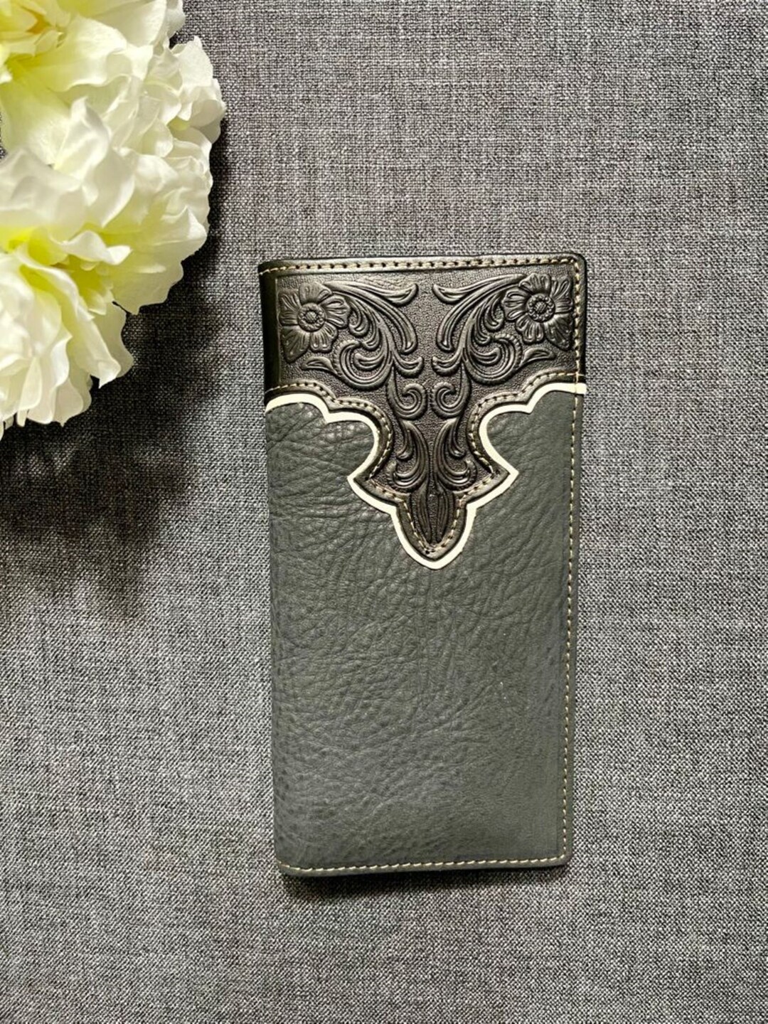 Western Cowboy Wallet Genuine Leather Bi-fold Long Wallet for Men ...
