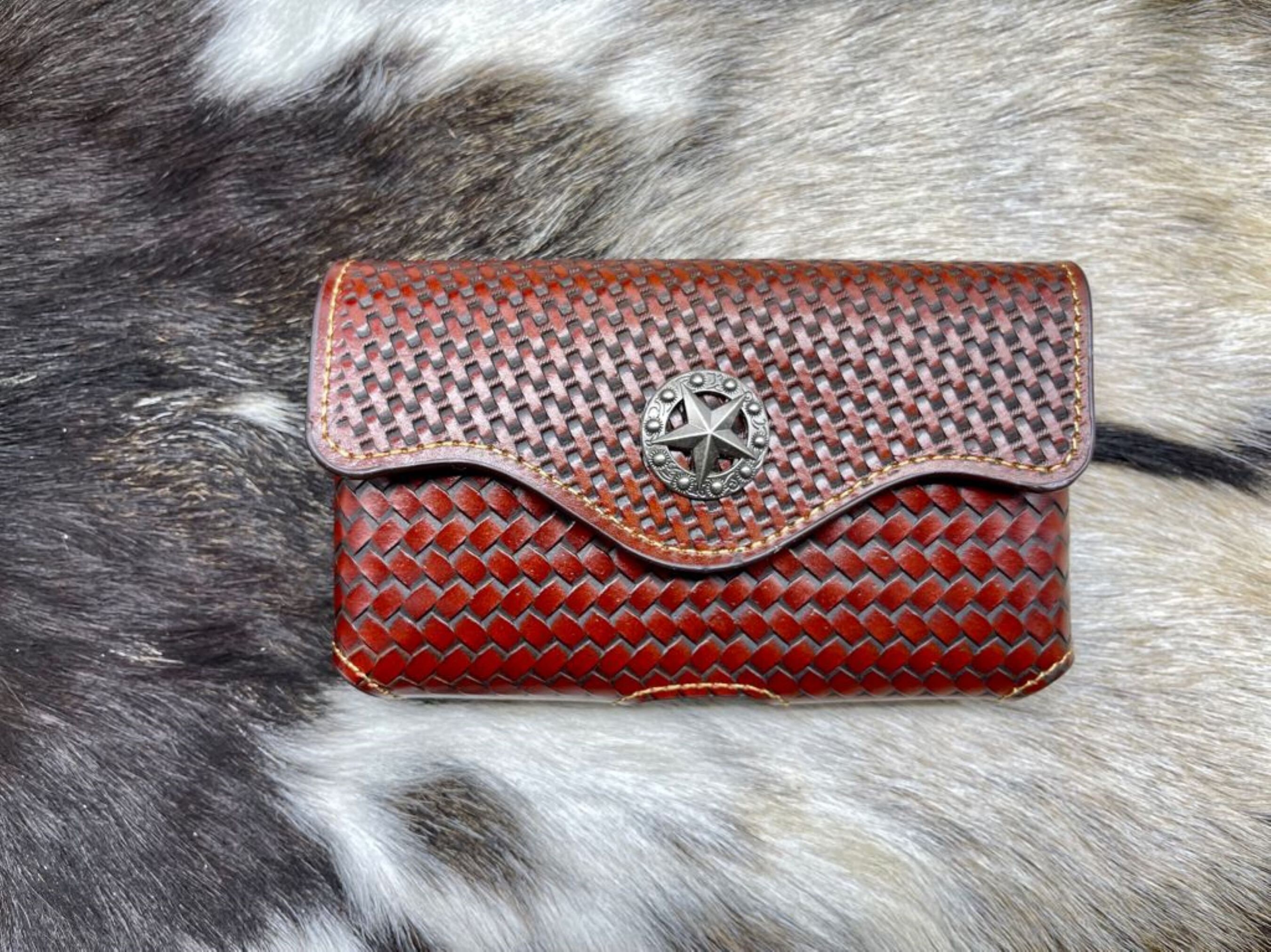 Western Genuine Leather Star Concho Design With Belt Loop Cell | Etsy