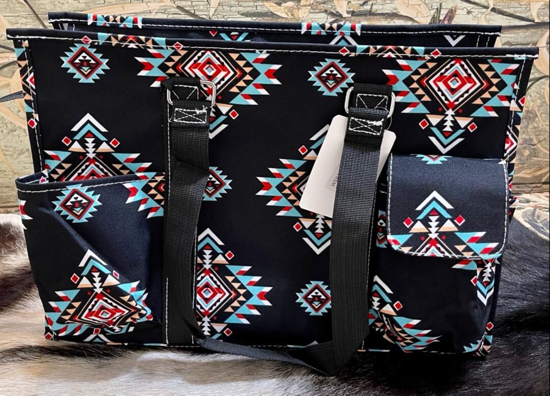 Aztec Print Zippered Caddy Organizer Medium Tote Bag - Etsy