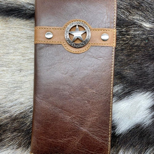 Western Cowboy Wallet Genuine Leather Bi-fold Long Wallet for - Etsy