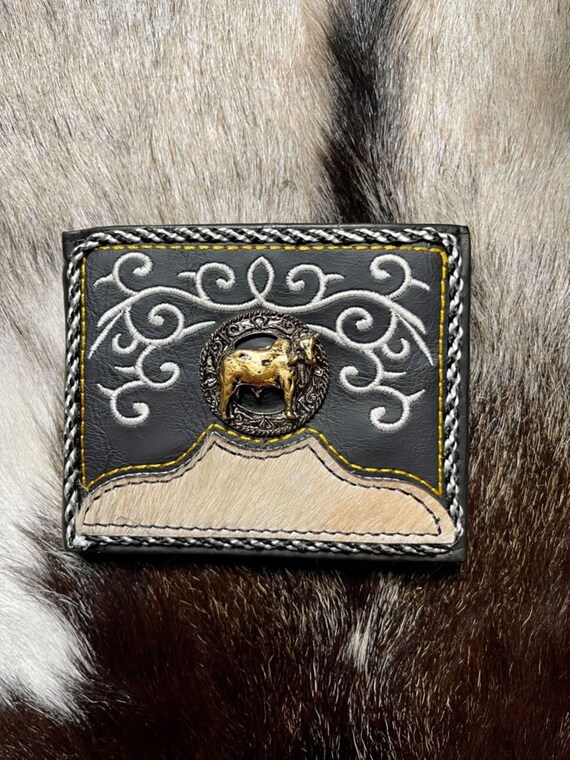 Western Cowboy Embroidered Wallet Genuine Leather Bi-fold | Etsy