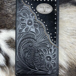 Western Cowboy Wallet Genuine Leather LONG HORN Bi-fold Long - Etsy