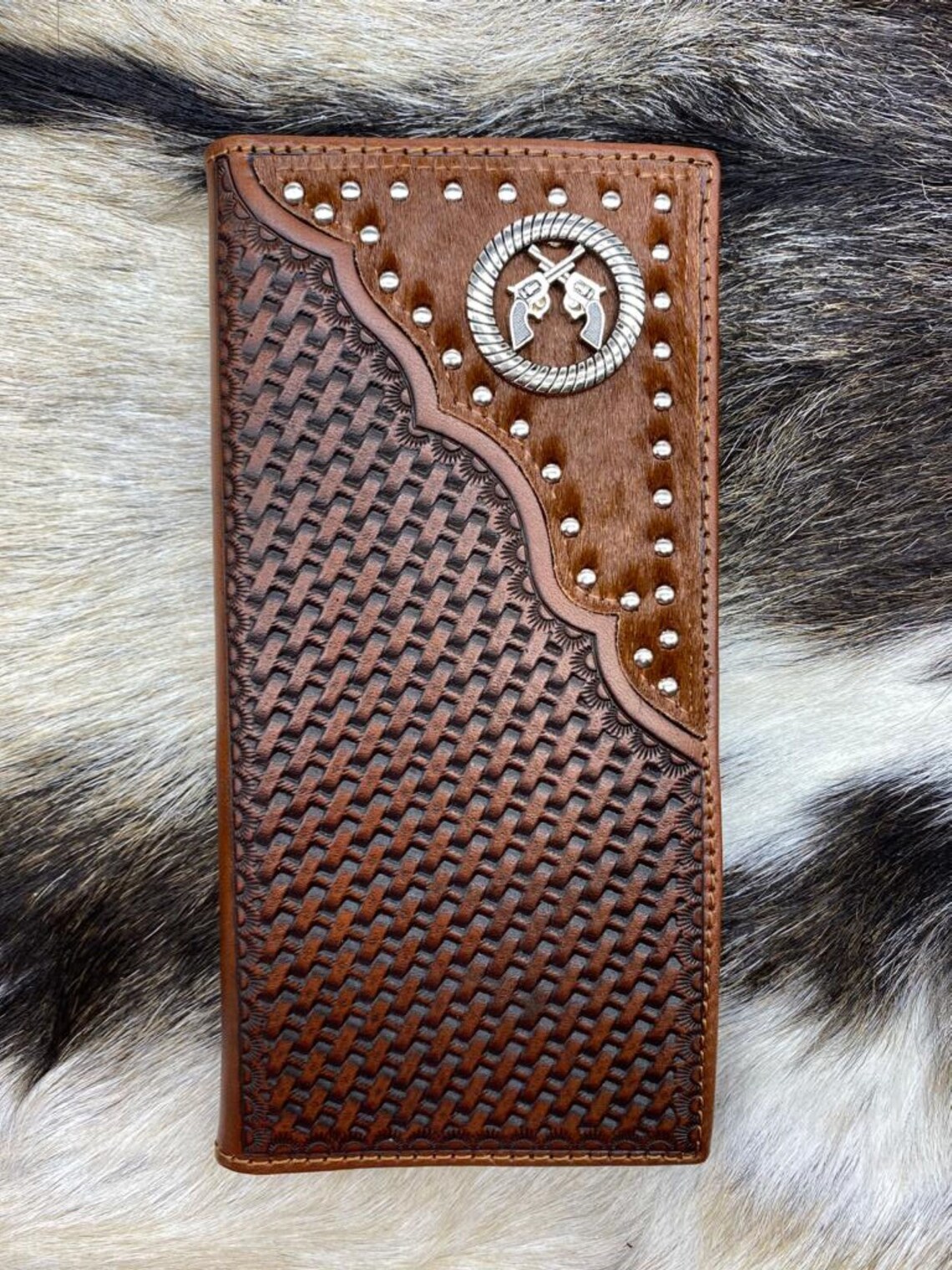 Western Cowboy Wallet Genuine Leather Bi-fold Long Wallet for - Etsy