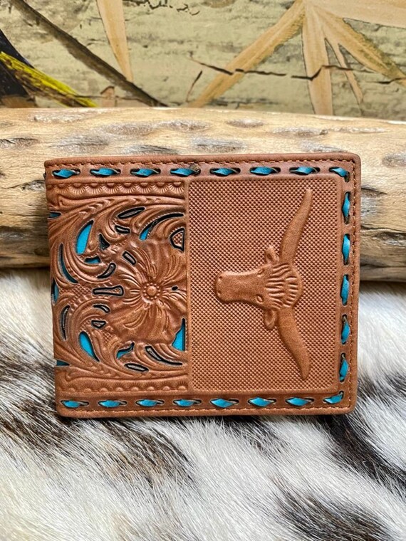 Western Cowboy Wallet Genuine Leather Bi-fold Short Wallet for | Etsy