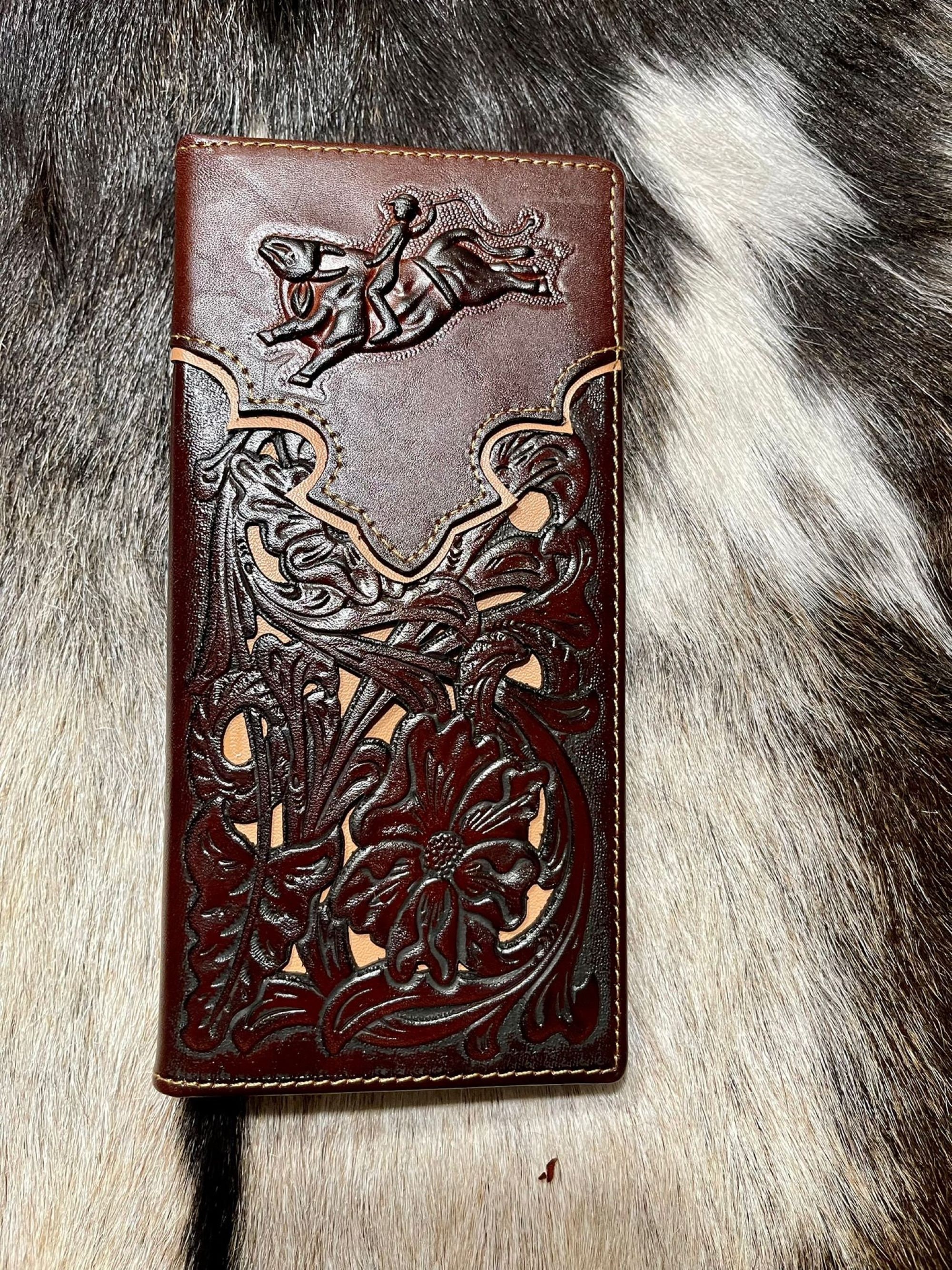 Western Cowboy Wallet Genuine Leather Bi-fold Long Wallet for | Etsy