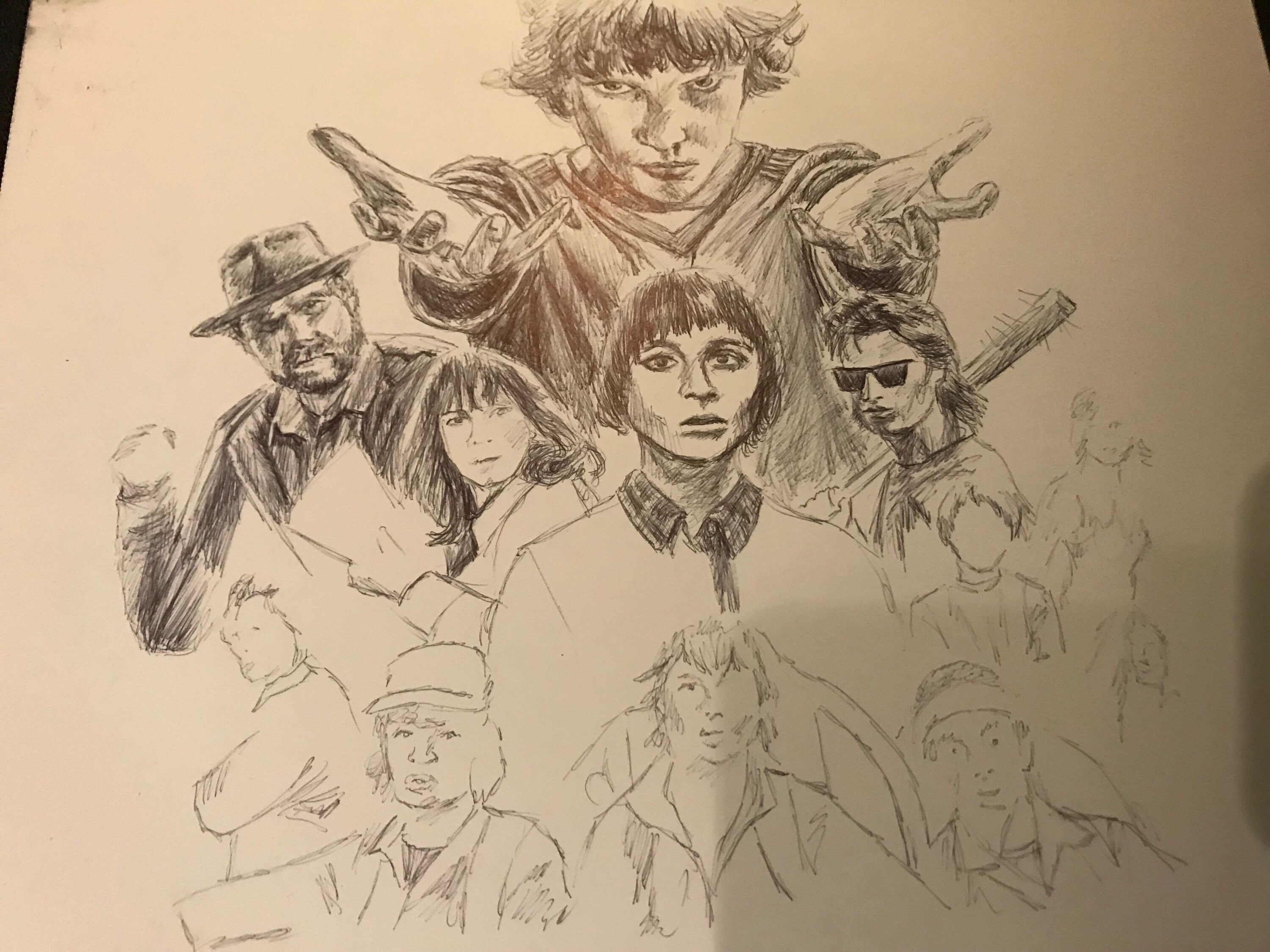 Stranger Things Ball Point Pen Drawing 9x12 Inches - Etsy