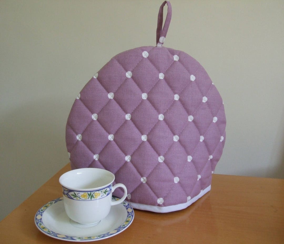 Tea Cosy / Teapot Cover in a Mauve Dotty Design in Quilted Thick Cotton ...